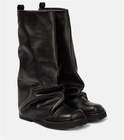 Robin Leather Combat Boots In Black The Attico Mytheresa
