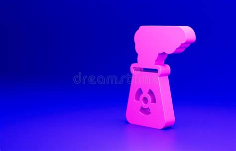 Pink Nuclear Power Plant Icon Isolated On Blue Background Energy