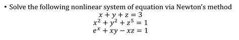 Plve The Following Nonlinear System Of Equation Via