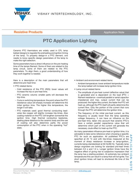 Ptc Application Lighting