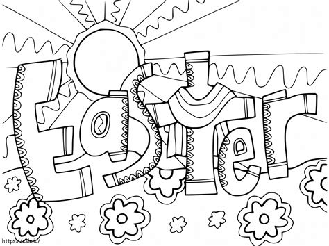 Easter Doodle Cross Coloring Page