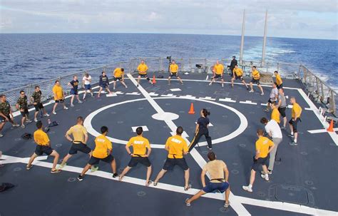 Sailors Exercise On The Fantail Of The Arleigh Burke Class Nara