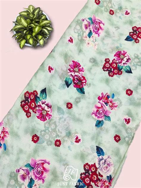 Digital Floral Print All Over On Fine And Soft Crepe Fabric 44 Inch W
