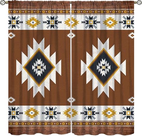 Aztec Curtains Southwestern Native Tribal American Ethnic Pattern
