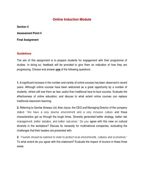 Induction Assignment Guidelines Pdf Educational Technology Paragraph