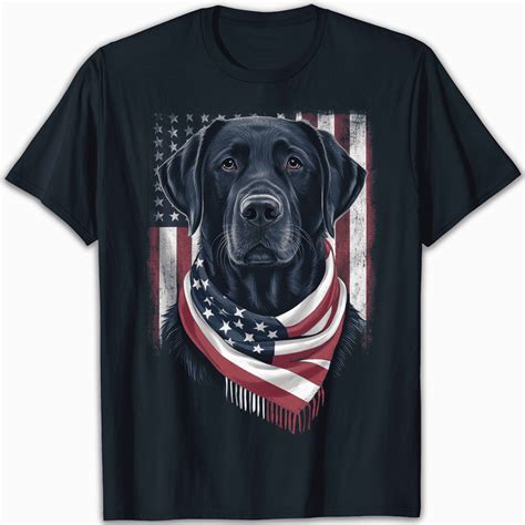 Black Labrador Patriotic Lab 4th Of July Usa American Flag T Shirt