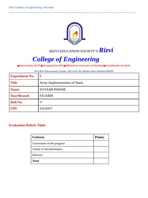 Expt 2 Stack Using Array Pdf Software Engineering Computer