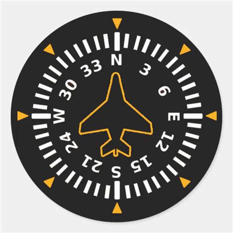 Aircraft Compass Flight Instrument Classic Round Sticker Zazzle