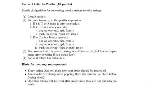 Solved Evaluate Postfix 10 Points Sketch Of Algorithm For