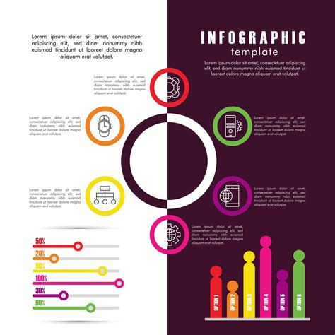Infographic Template With Statistics In White And Purple Background