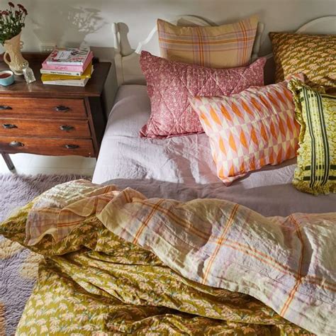 Patchway Linen Euro Pillowcase Set Vanilla Bedroom Interior Room
