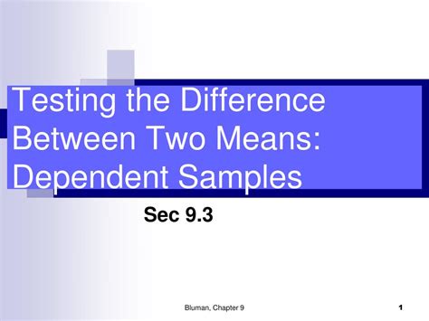 Ppt Testing The Difference Between Two Means Dependent Samples