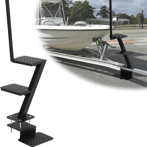Heavy Duty Boat Trailer Steps With Handle Non Slip Ladder For Bass