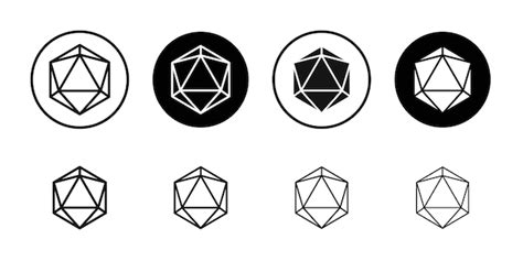Dice D20 Icon Flat Line Symbol Set Premium Vector