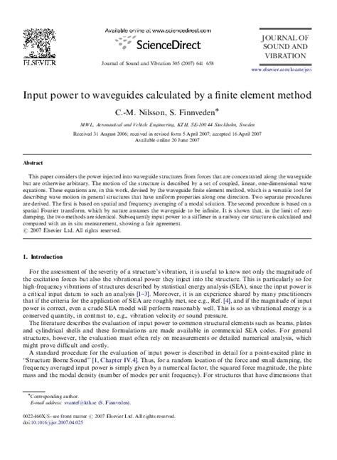 Pdf Input Power To Waveguides Calculated By A Finite Element Method