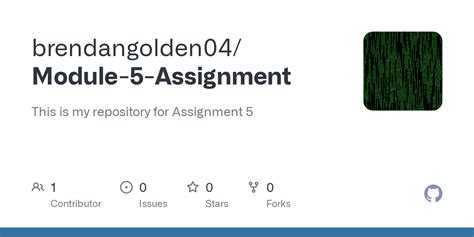 Github Brendangolden04module 5 Assignment This Is My Repository For