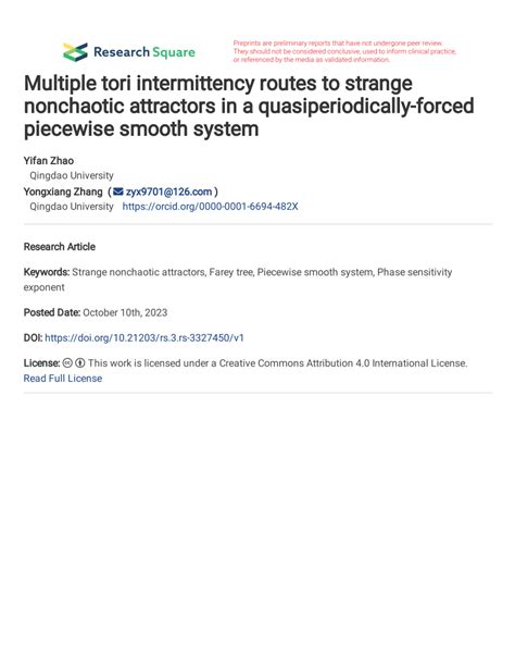 Pdf Multiple Tori Intermittency Routes To Strange Nonchaotic Attractors In A Quasiperiodically