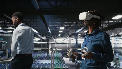 Data Center Admin Wearing Vr Headset Using Artificial Intelligence