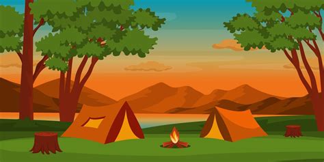 A Camping Site With Beautiful Trees Background Vector 11980740 Vector