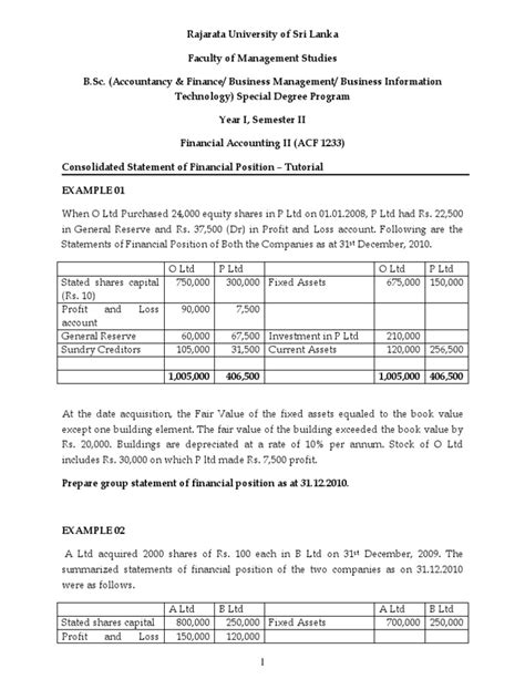 Consolidation Tutorial Pdf Balance Sheet Goodwill Accounting