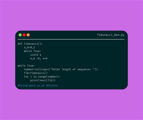 python — fibonacci sequence generator scriptopia medium