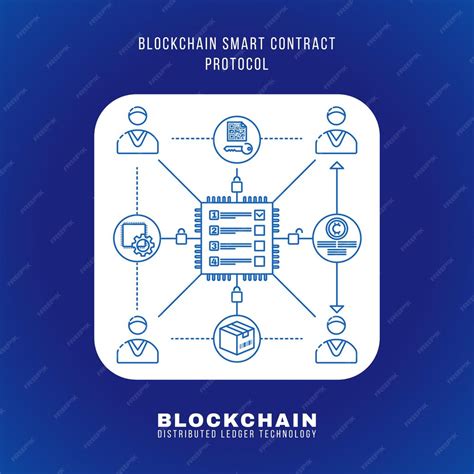 Premium Vector Vector Outline Design Blockchain Smart Contract