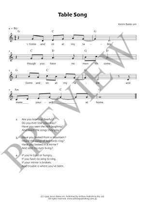 Table Song Willow Publishing