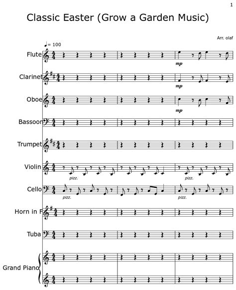 Classic Easter Grow A Garden Music Sheet Music For Flute Clarinet