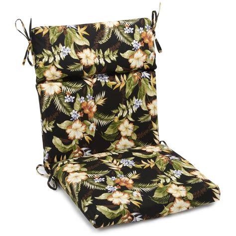 Blazing Needles Spun Polyester Outdoor Squared Seatback Chair Cushion