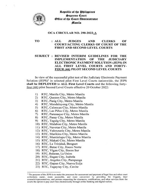 Oca Circular No 290 2022 A Pdf Cheque Metro Manila