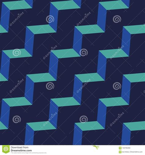 Seamless Chevron Pattern Colorful Emerald Green Zig Zag On Dark Blue