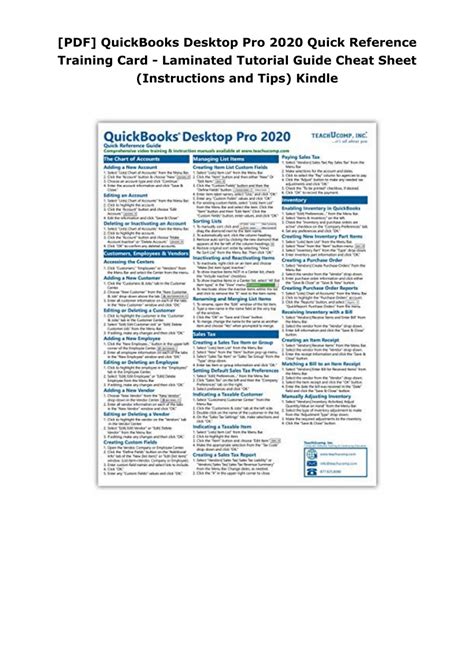 Pdf Quickbooks Desktop Pro 2020 Quick Reference Training Card