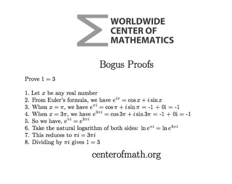 The Center Of Math Blog Bogus Proofs