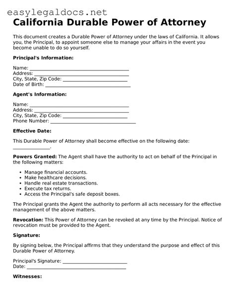 Free California Durable Power Of Attorney Forms — Download Pdf Template