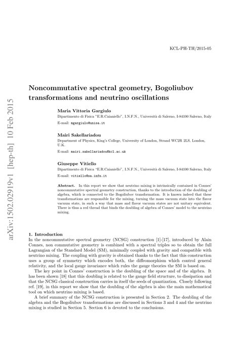 Pdf Noncommutative Spectral Geometry Bogoliubov Transformations And