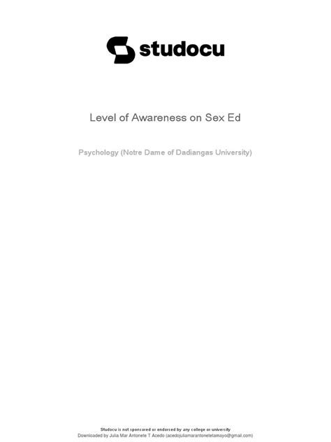 Assessing Sex Education Awareness A Study On The Level Of Knowledge