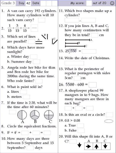 Mental Math Grade 3 Day 42 Mental Maths Worksheets Mental Math Math