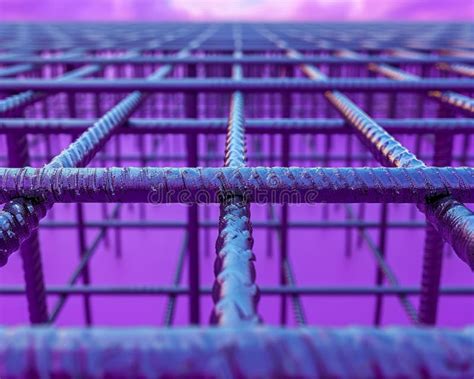 Close Up Of Reinforcement Steel Bars On Construction Site With Vibrant