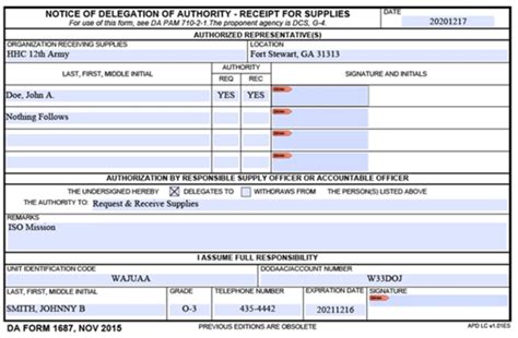 Free Fillable Da Form 1687 Printable Forms Free Online