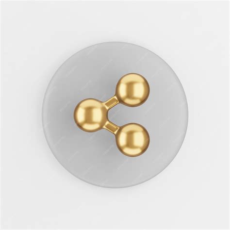 premium photo gold share icon 3d rendering gray round key button