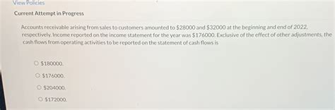 [Solved] View Policies Current Attempt in Progress Accounts receivable... | Course Hero