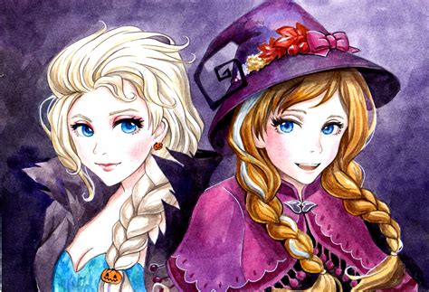 Elsa And Anna Halloween By Analibi On Deviantart