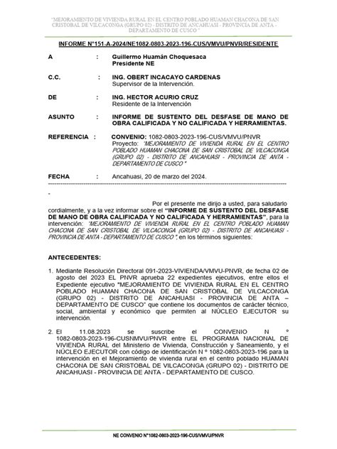 01 Informe 79 A 2024 Informe Sustento De Mano De Obra Calificada Y No