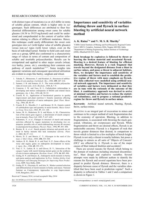 Pdf Importance And Sensitivity Of Variables Defining Throw And Flyrock In Surface Blasting By