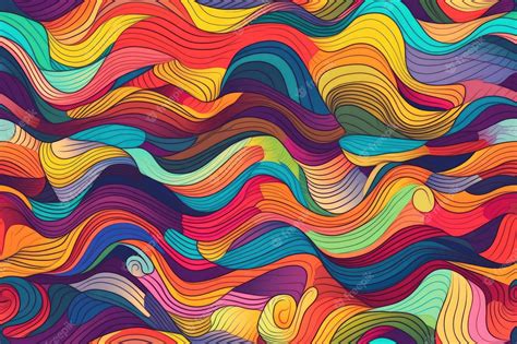 추상적인 배경 디자인의 다채로운 물결선 Generative Ai 프리미엄 사진