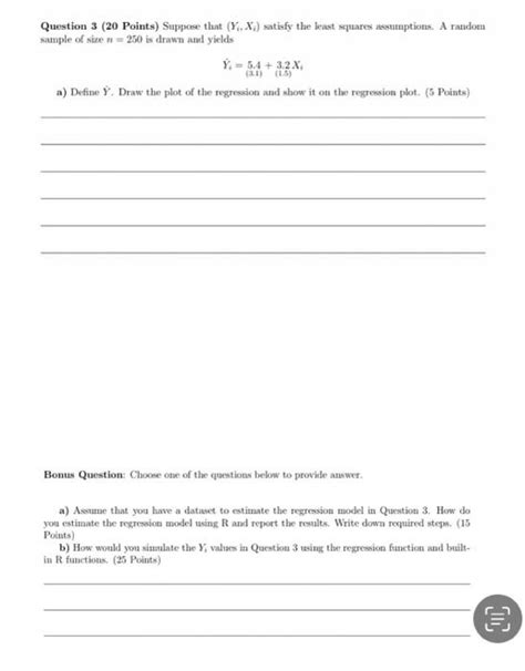 question 3 20 points suppose that yi xi satisfy