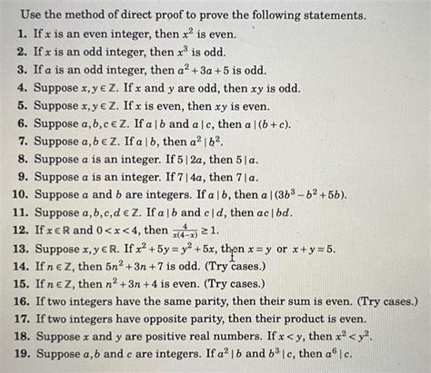 Solved Use The Method Of Direct Proof To Prove The Following