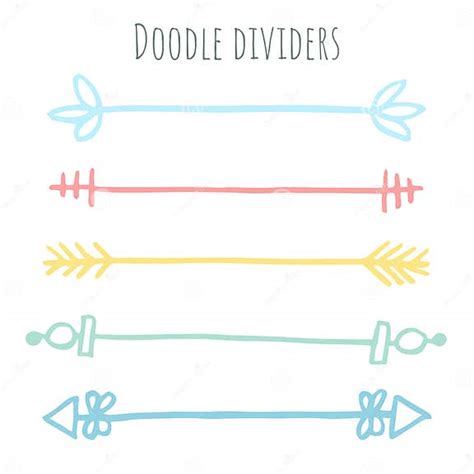 Hand Drawn Cute Colored Dividers Set Ornamental Decorative Elements