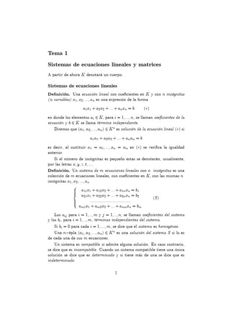 Sistemas De Ecuaciones Lineales Y Matrices Descargar Gratis Pdf