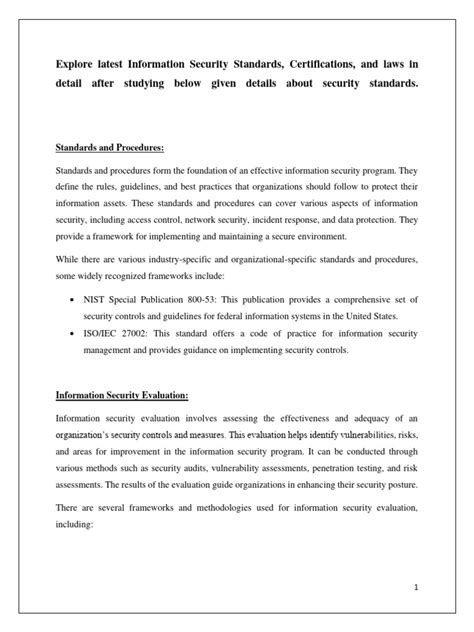 Information Security Standards Certifications And Laws Pdf